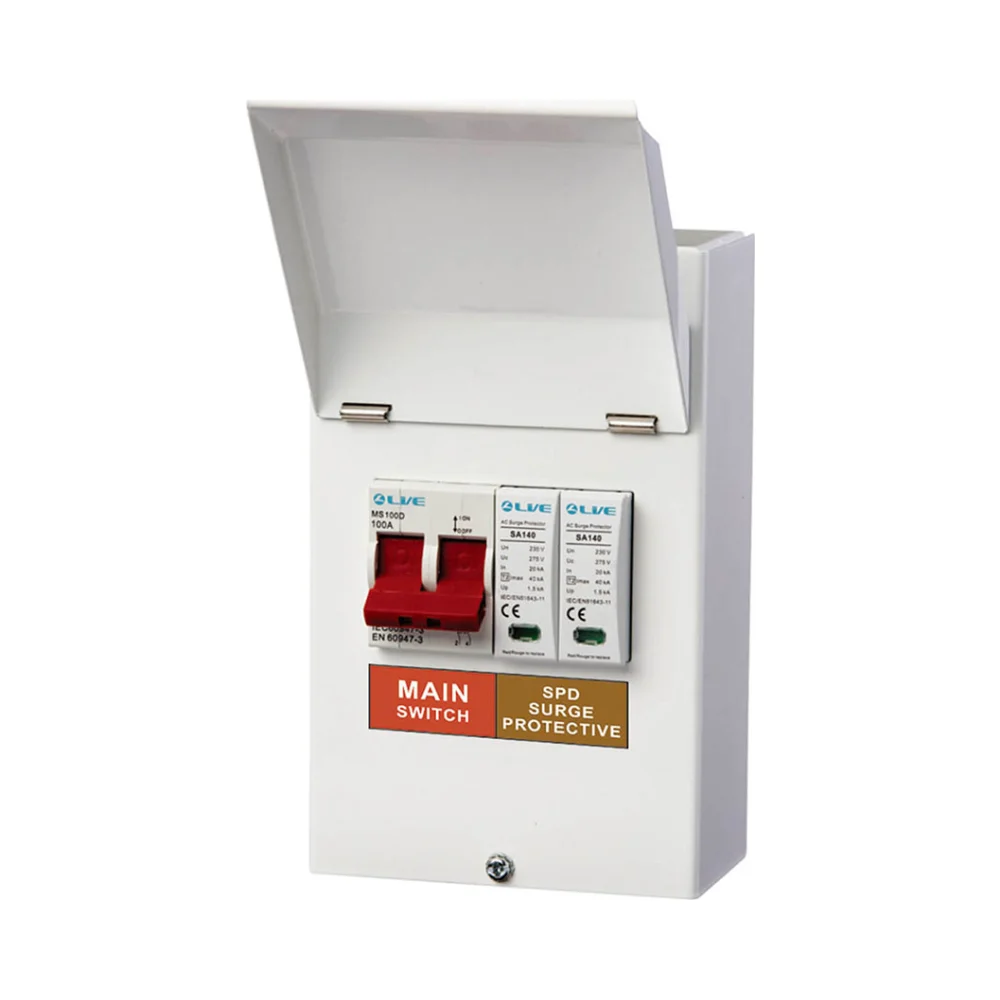Metal Enclosure With Type 2 SPD And 100A Main Switch