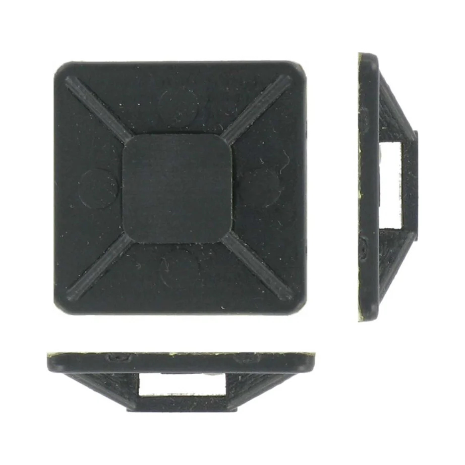 Black Cable Tie Bases 25mm – Pack Of 100 Pieces