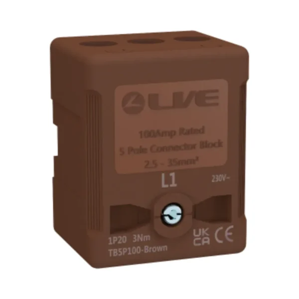 Live Electrical TB5P100-BROWN Brown Terminal Block