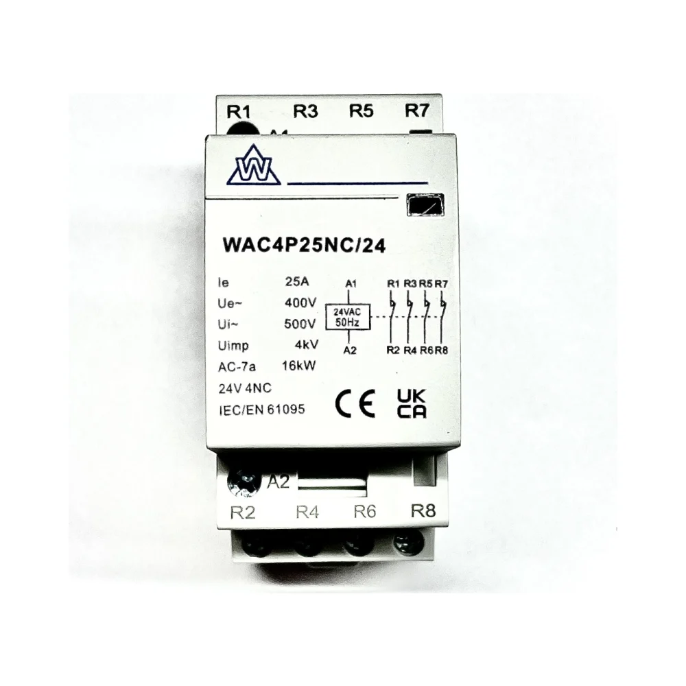 4 Pole 25A 24V NC Normally Closed AC Modular Contactor